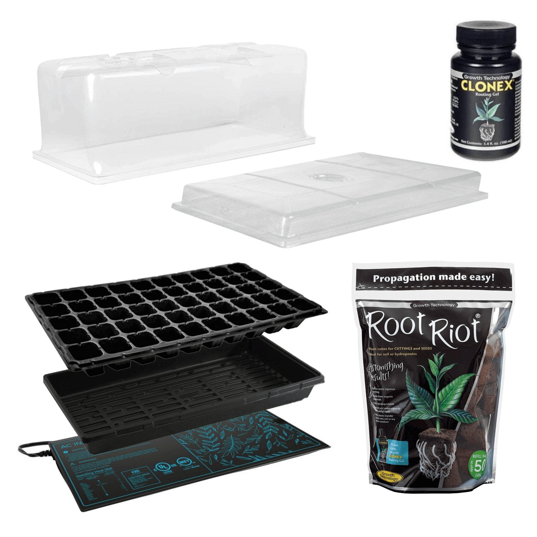 Happy Hydro Seed & Clone Propagation Kit w/ Root Riot Cubes & Clonex ...